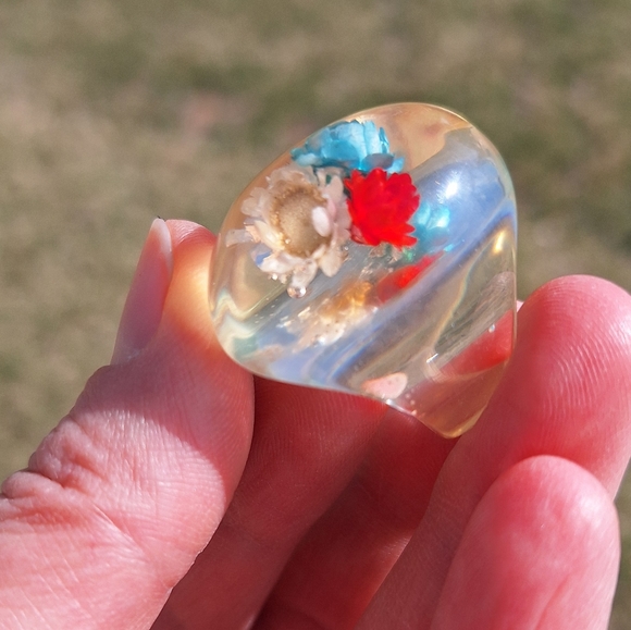 Vintage | Jewelry | Vintage Clear Lucite Bubble Dome Ring With Encased ...